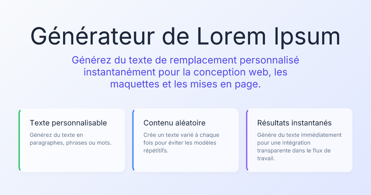 Générateur de Lorem Ipsum | Texte de remplacement | Texte fictif